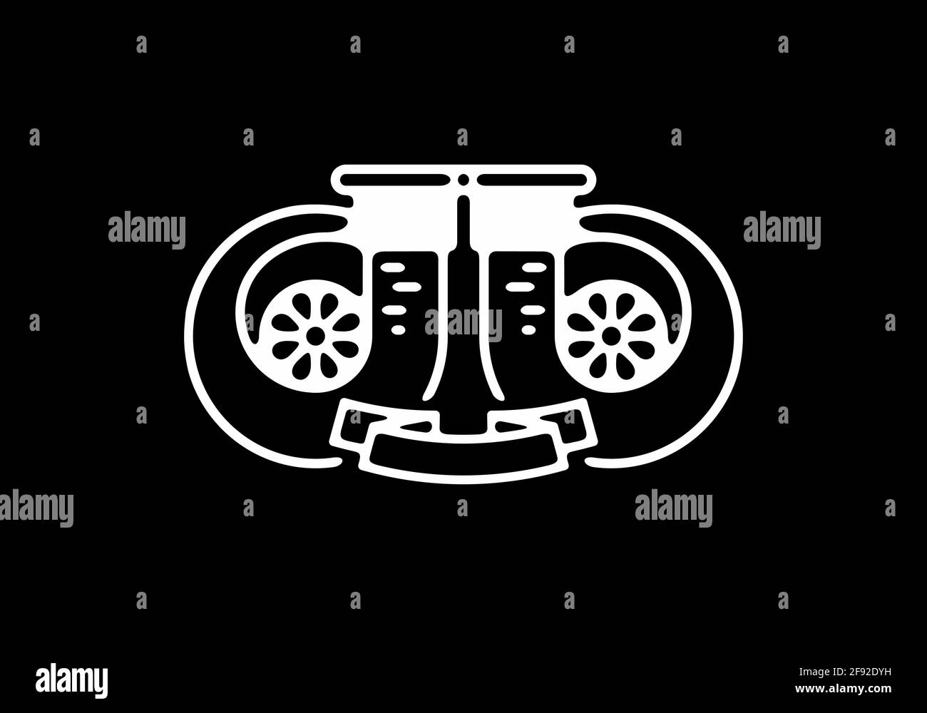 White on black background line art of twin turbo car design Stock ...