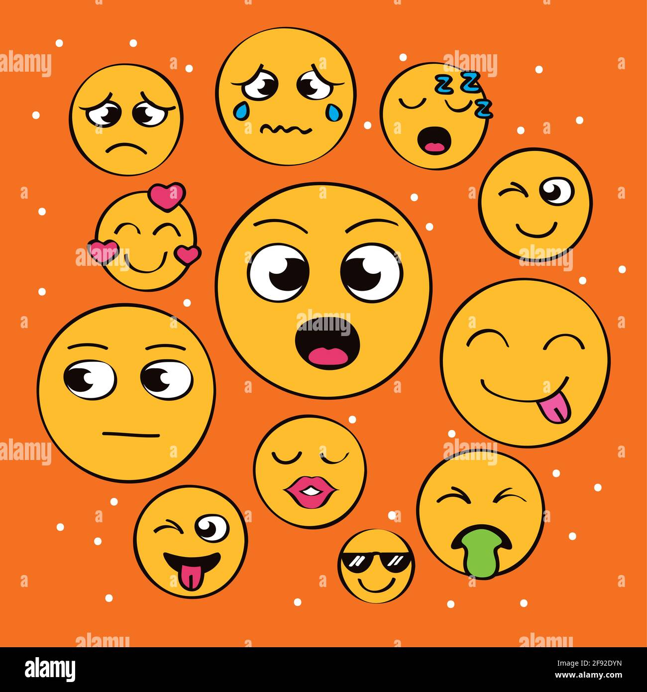 twelve emojis set expressions icons Stock Vector Image & Art - Alamy