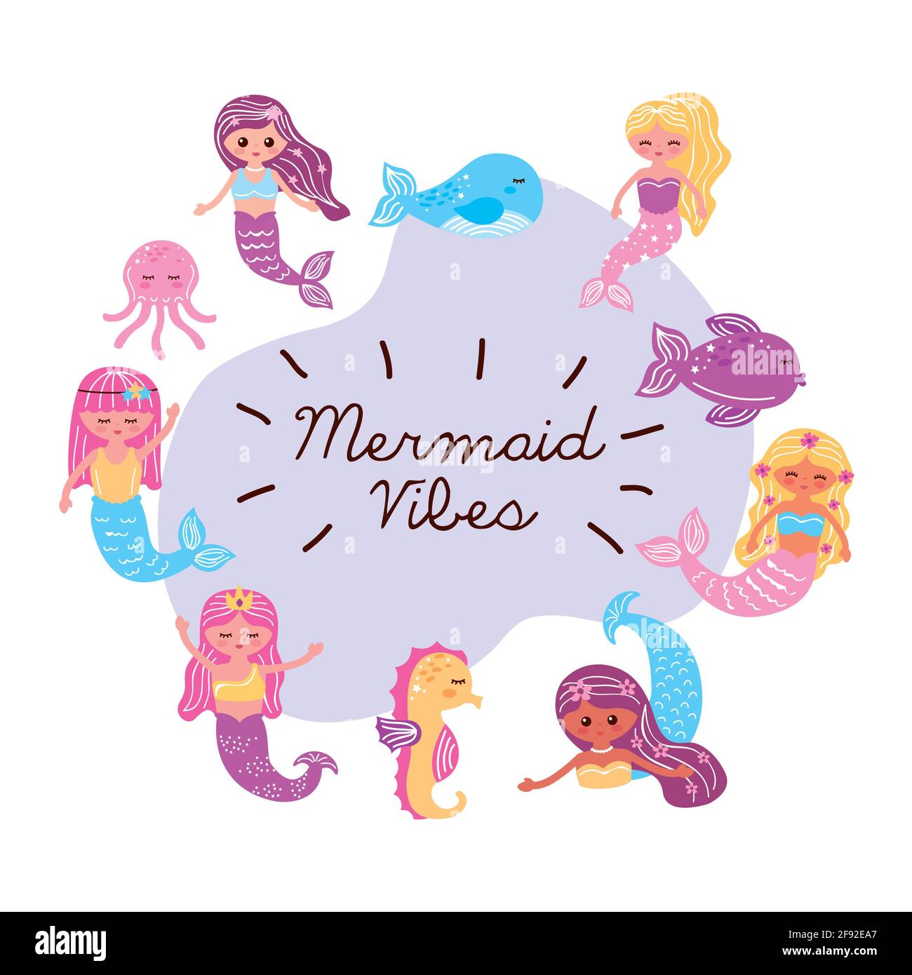 Happy mermaids Stock Vector Images - Alamy
