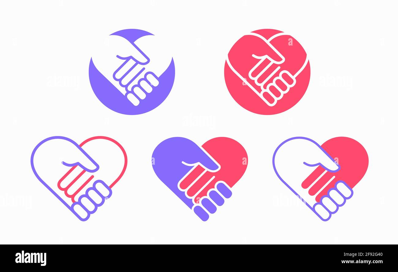Handshake in heart icon. Charity, friendship, hope logo template ...