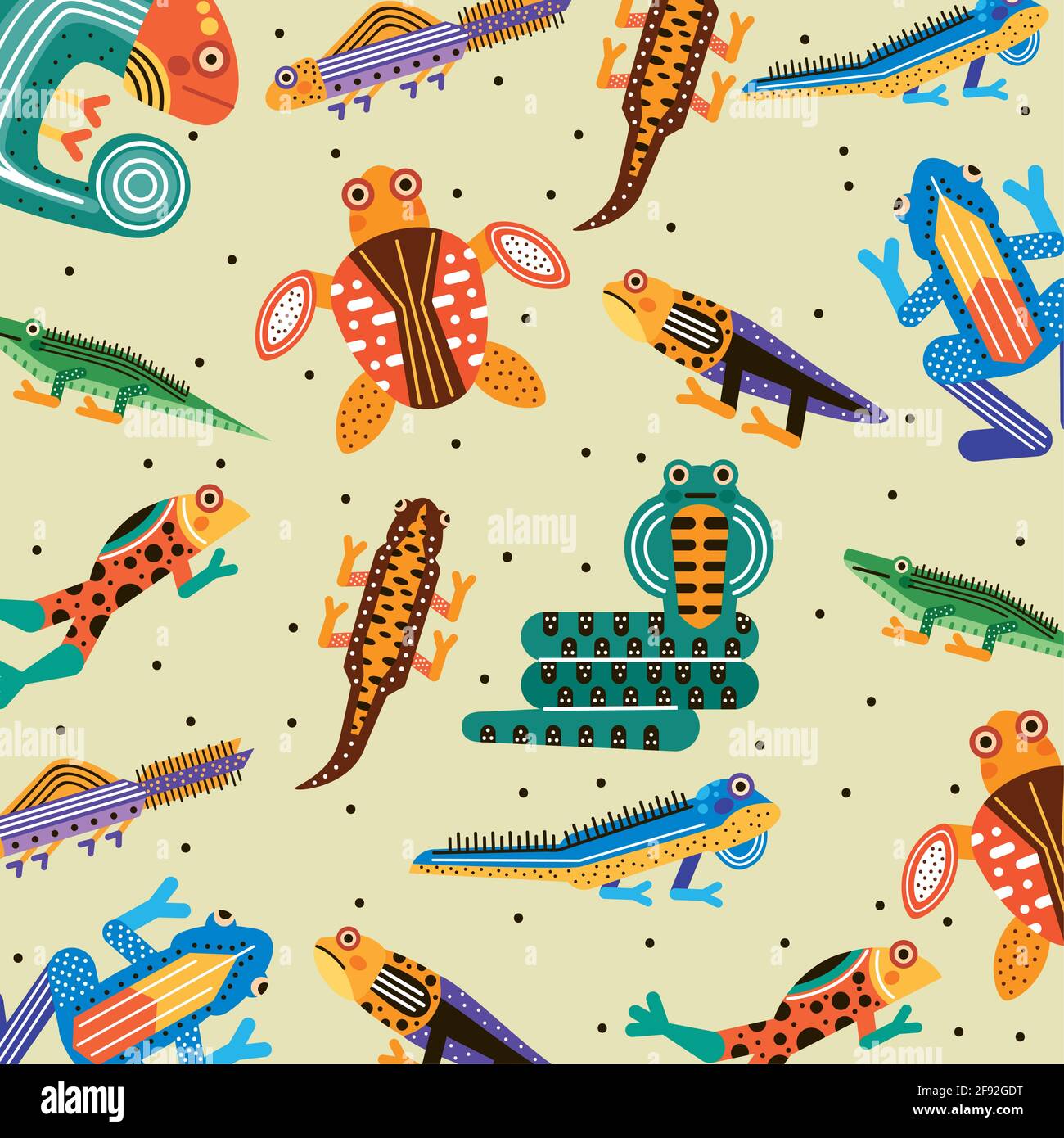 cute amphibians set animals pattern Stock Vector Image & Art - Alamy