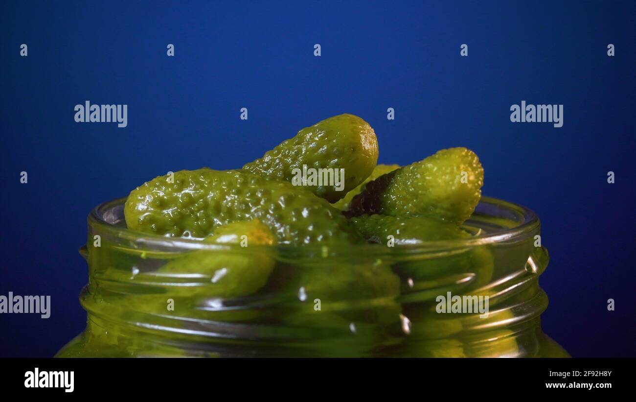 Photo of green gherkin in glass jar Stock Photo - Alamy