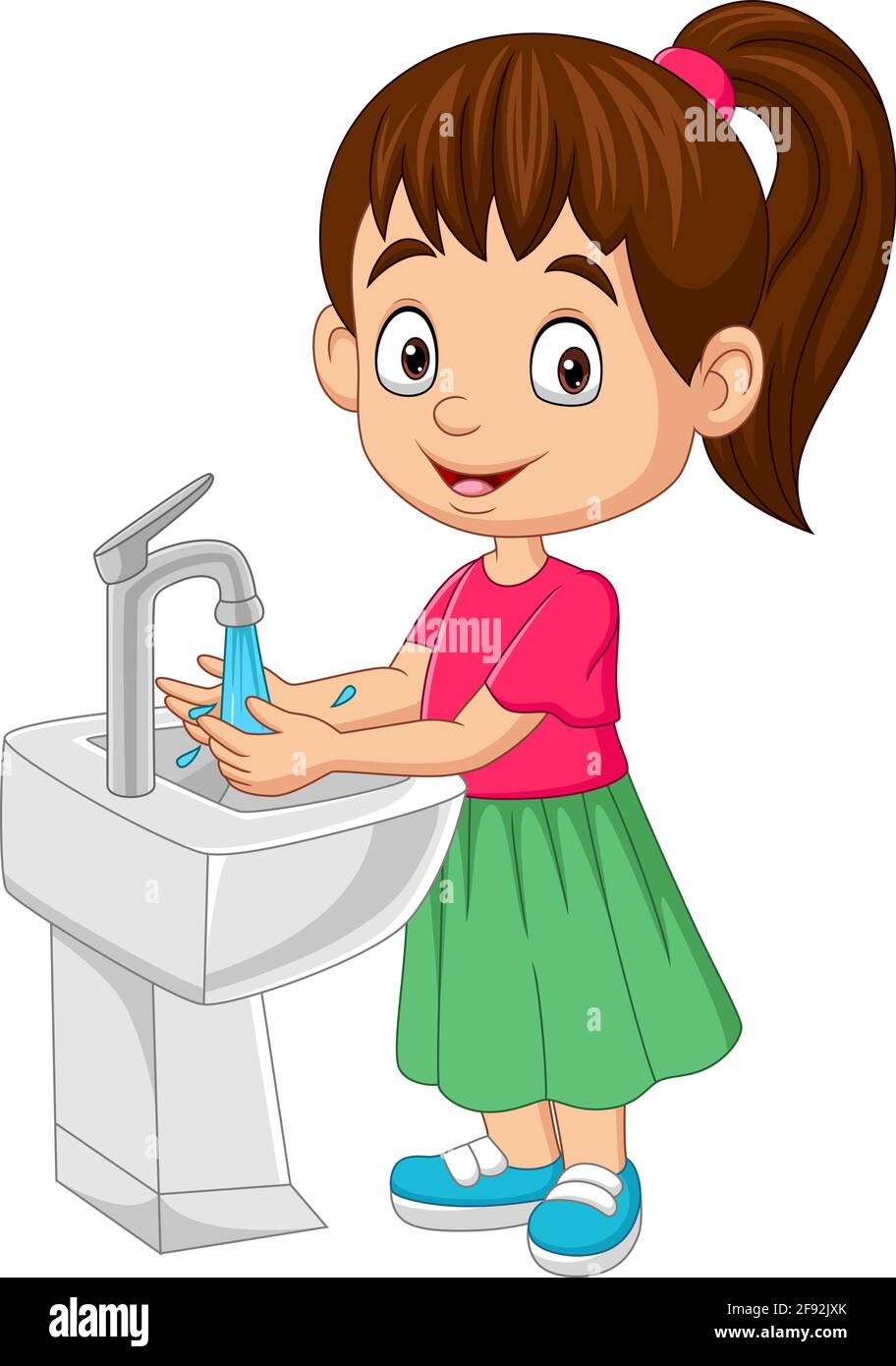 Cartoon little girl washing her hands Stock Vector Image & Art - Alamy