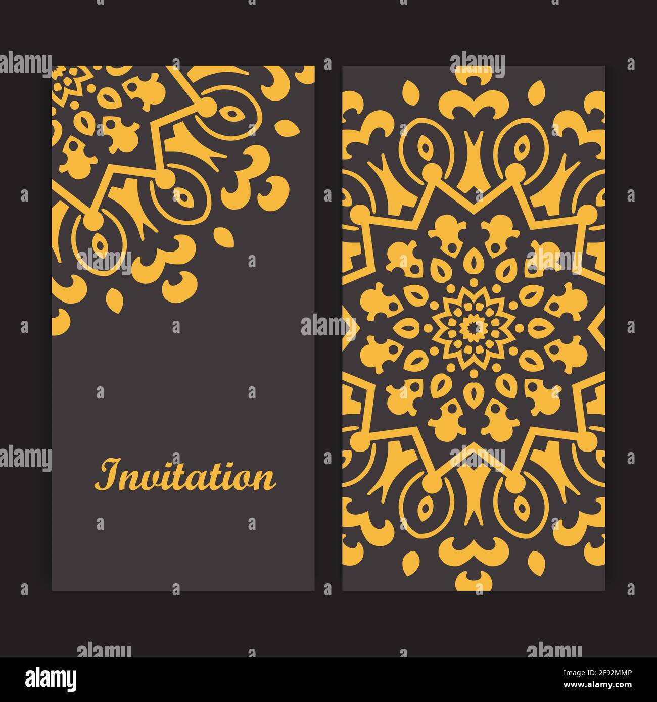 Mandala invitation card design.Floral card template design.Ornate date ...