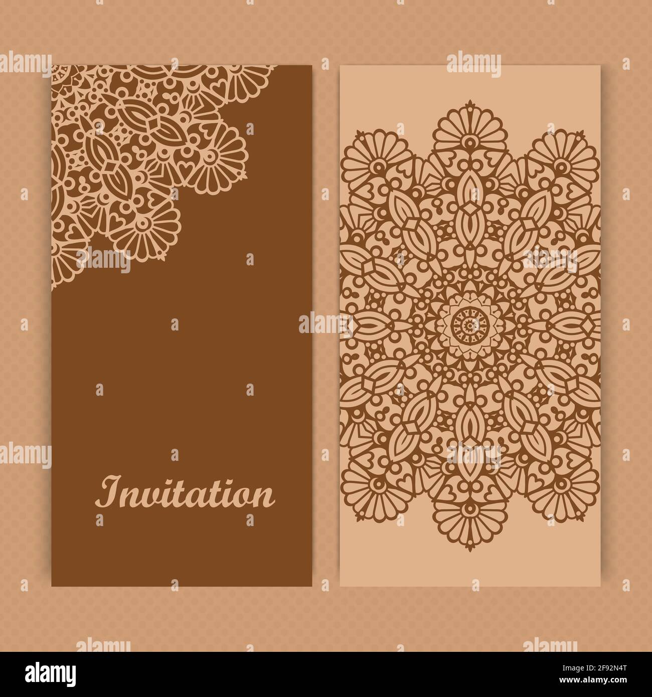Mandala invitation card design.Floral card template design.Ornate date ...