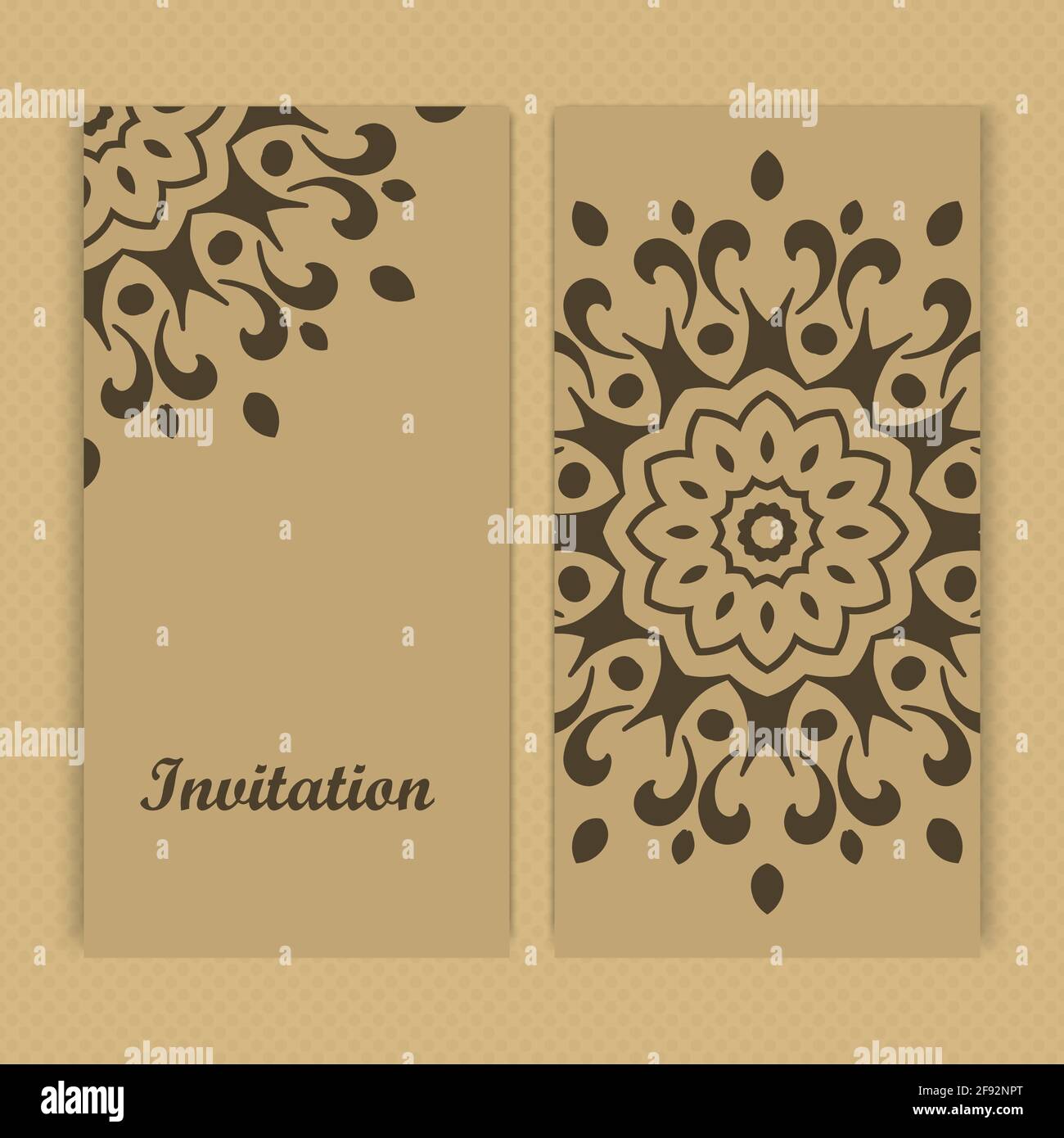 Mandala invitation card design.Floral card template design.Ornate date ...