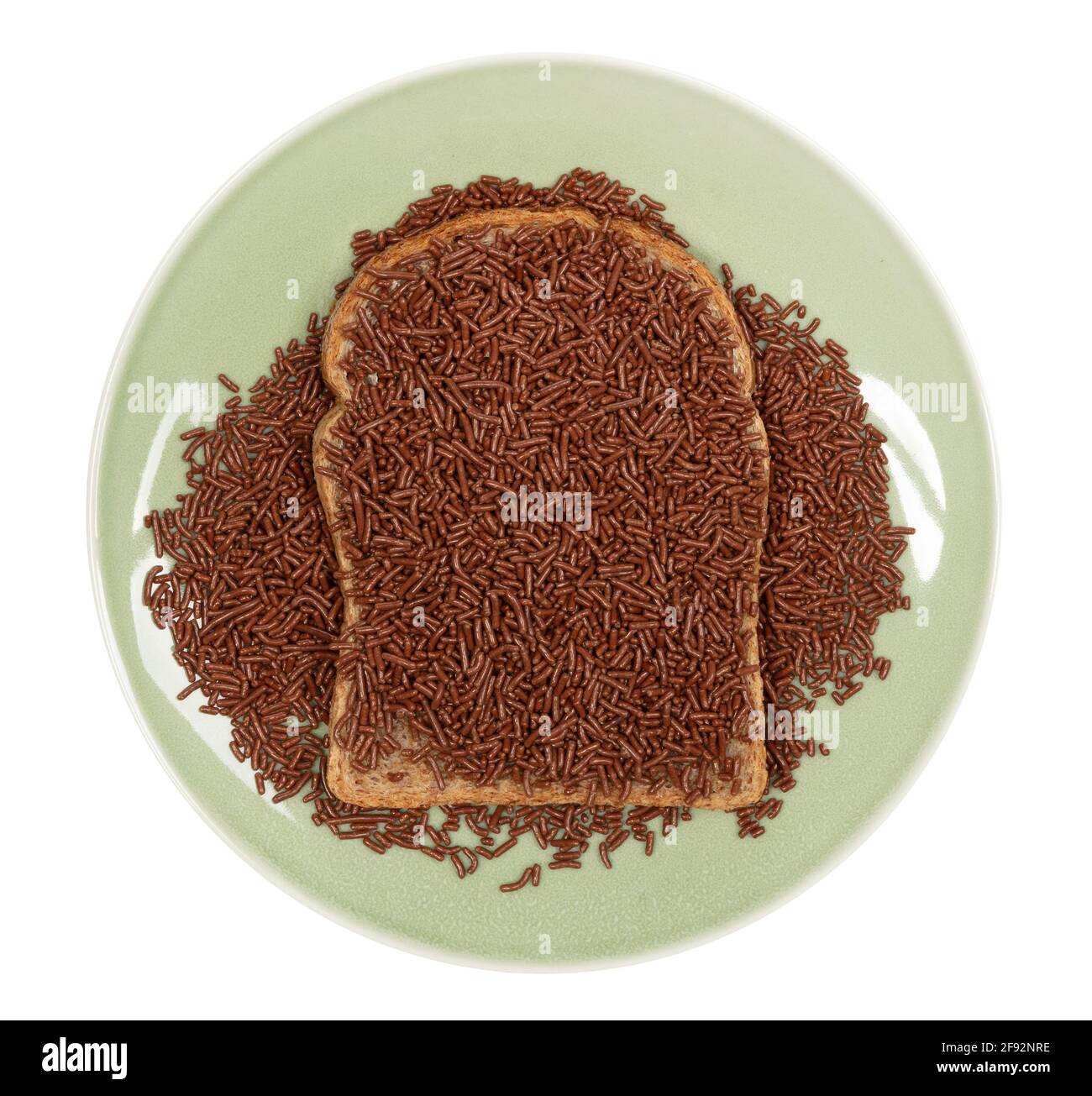 Typical dutch chocolate sprinkles (hagelslag) on a slice of bread ...