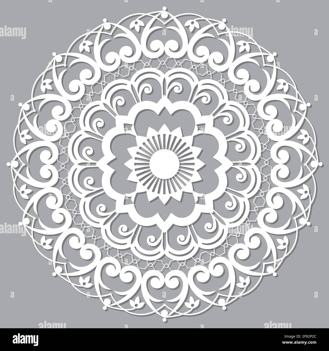 Moroccan Moorish vector mandala, openwork arabic pattern with shadow in ...