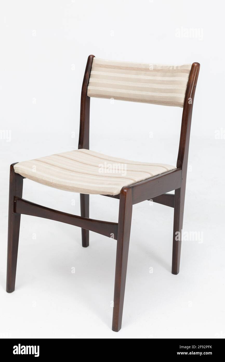 Wooden chair from turn of 70's and 80's from previous century with soft ...