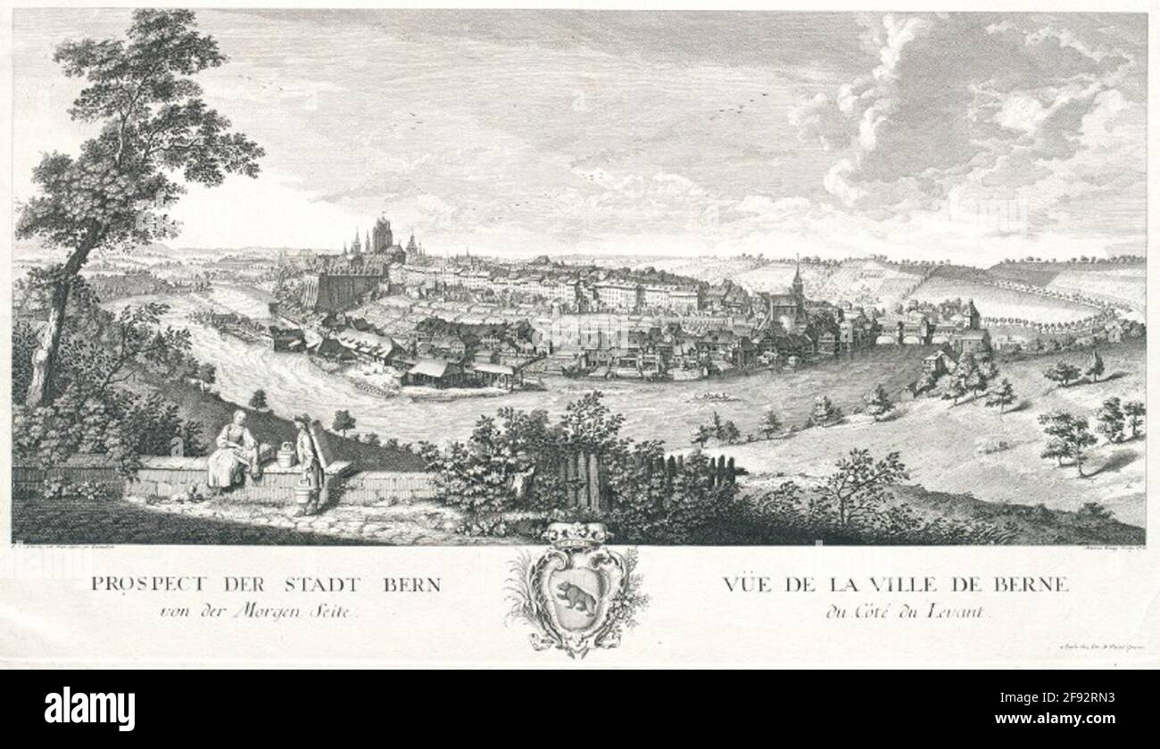 Prospect of the city of Bern of the morning page. Vue de la Ville de ...