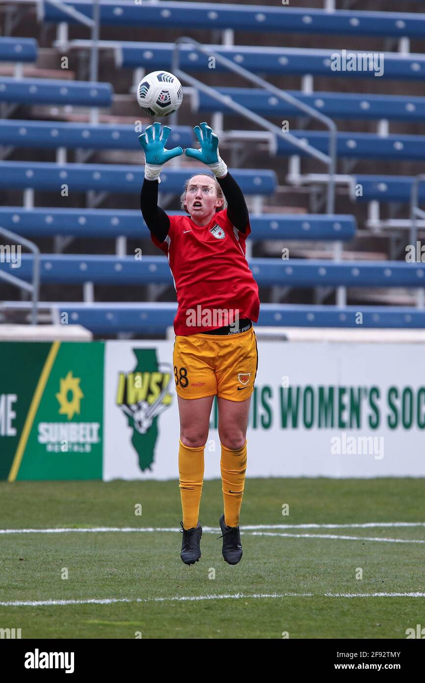 Chicago Red Stars goalkeeper Cassie Miller (38) catches a ball before a ...