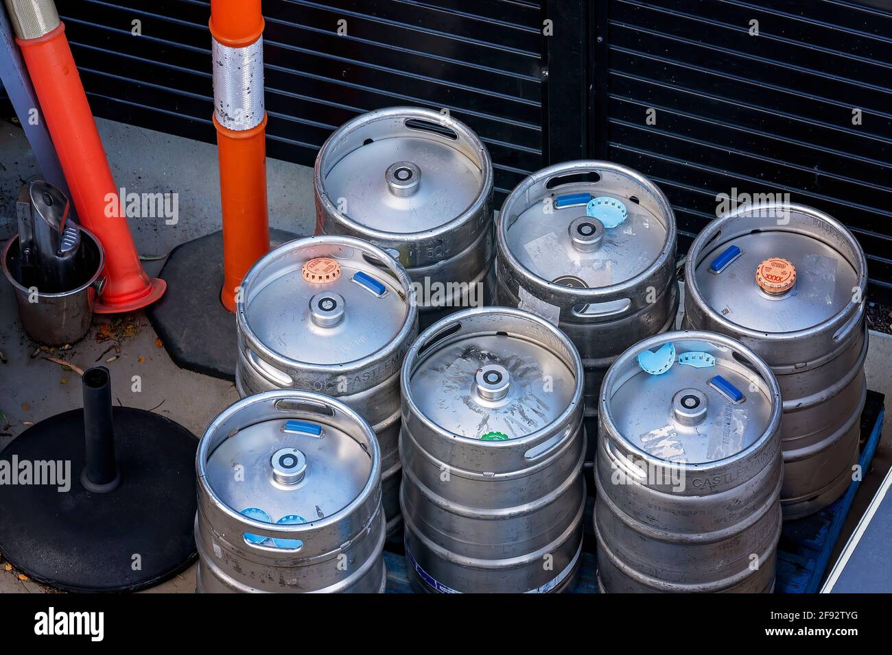 Airlie Beach, Queensland, Australia - April 2021: Empty beer kegs from ...