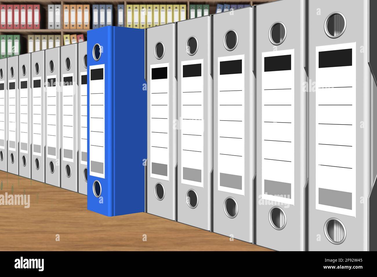 3D illustration. Series of folders of various colors wallets for ...