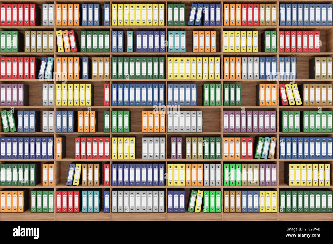 3D illustration. Series of folders of various colors wallets for ...