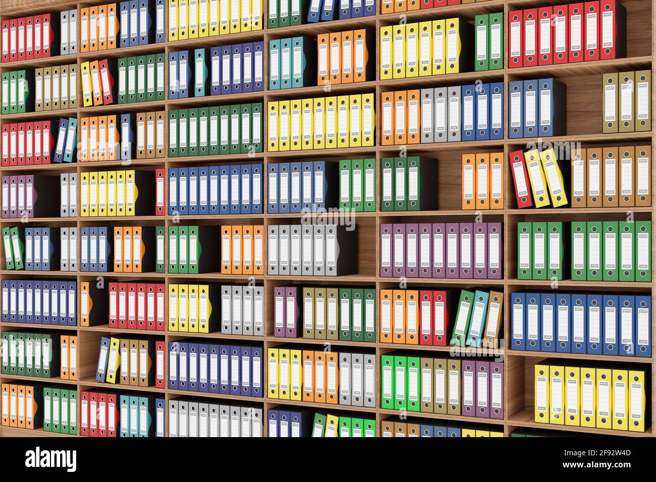 3D illustration. Series of folders of various colors wallets for ...