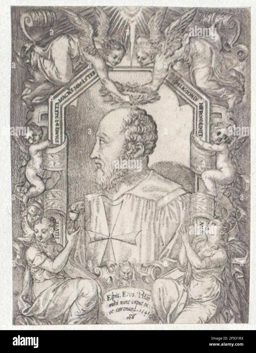 La Valette, Jean de engraving of Martino Rota after paintings by Titian ...