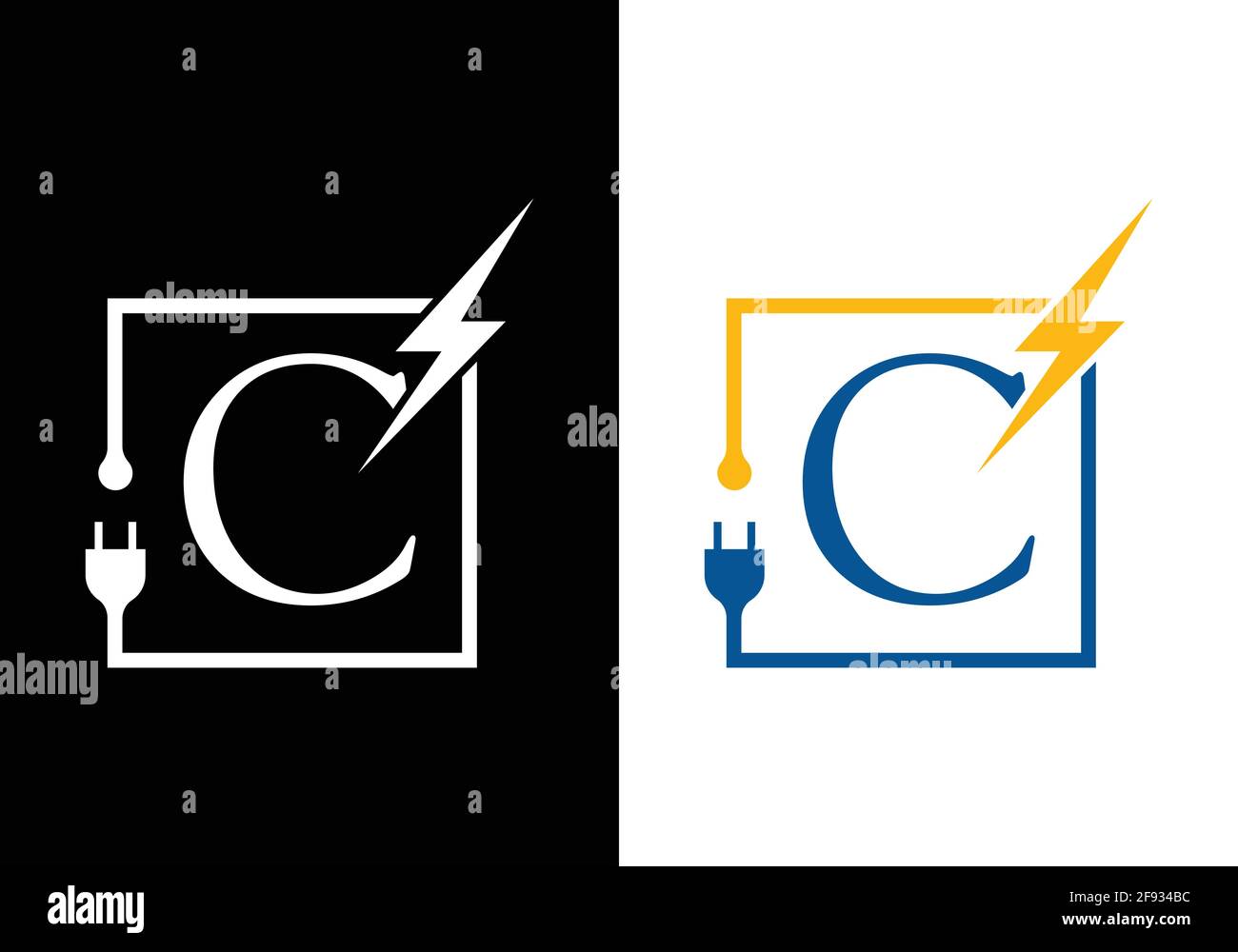 C Electrical Logo template Lighting bolt sign symbol Stock Vector Image ...