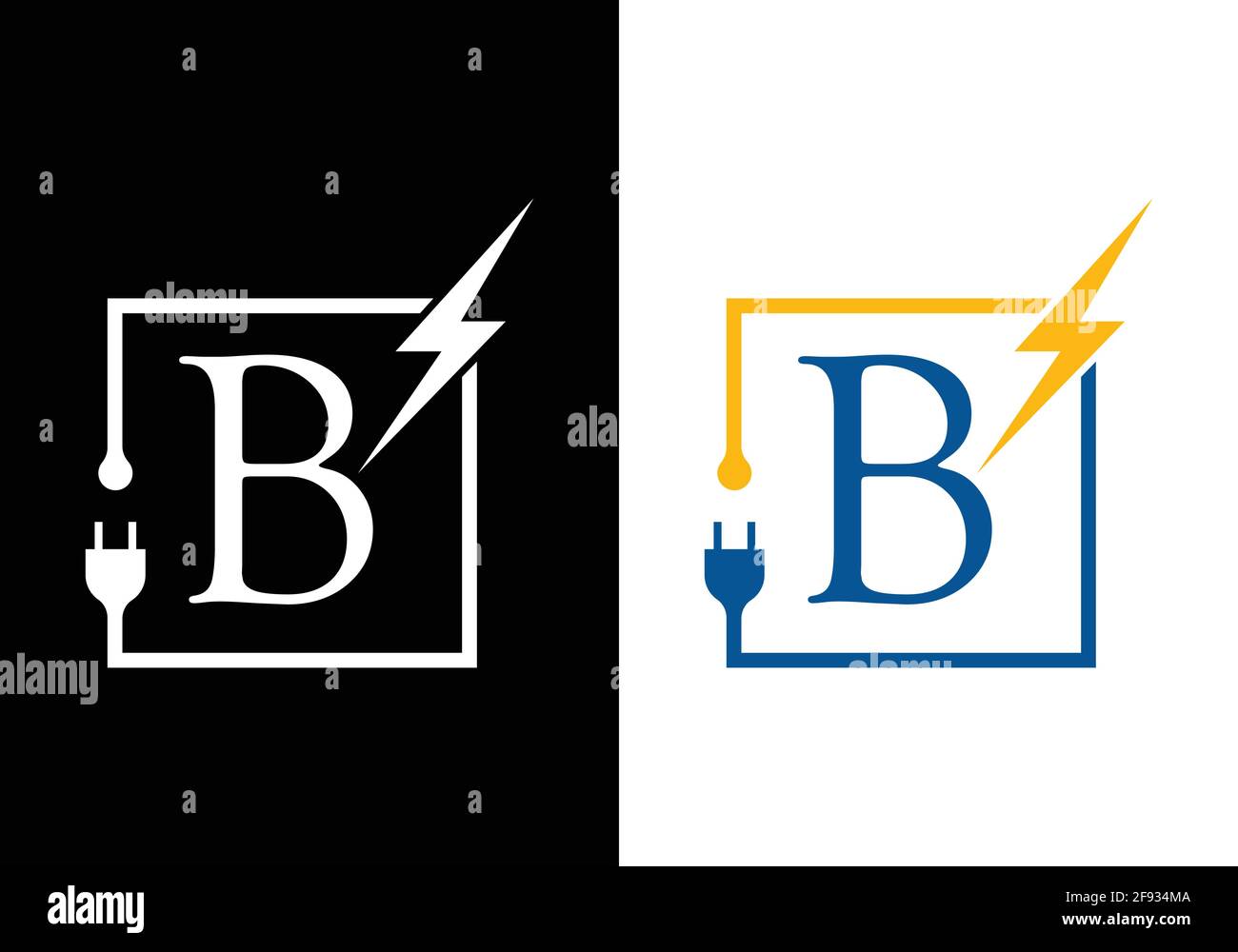 B Electrical Logo template Lighting bolt sign symbol Stock Vector Image ...