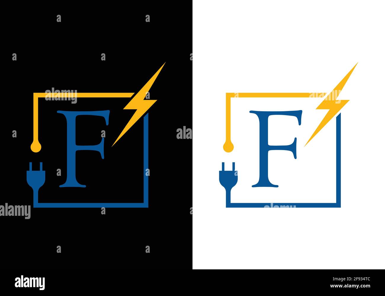 F Electrical Logo template Lighting bolt sign symbol Stock Vector Image ...