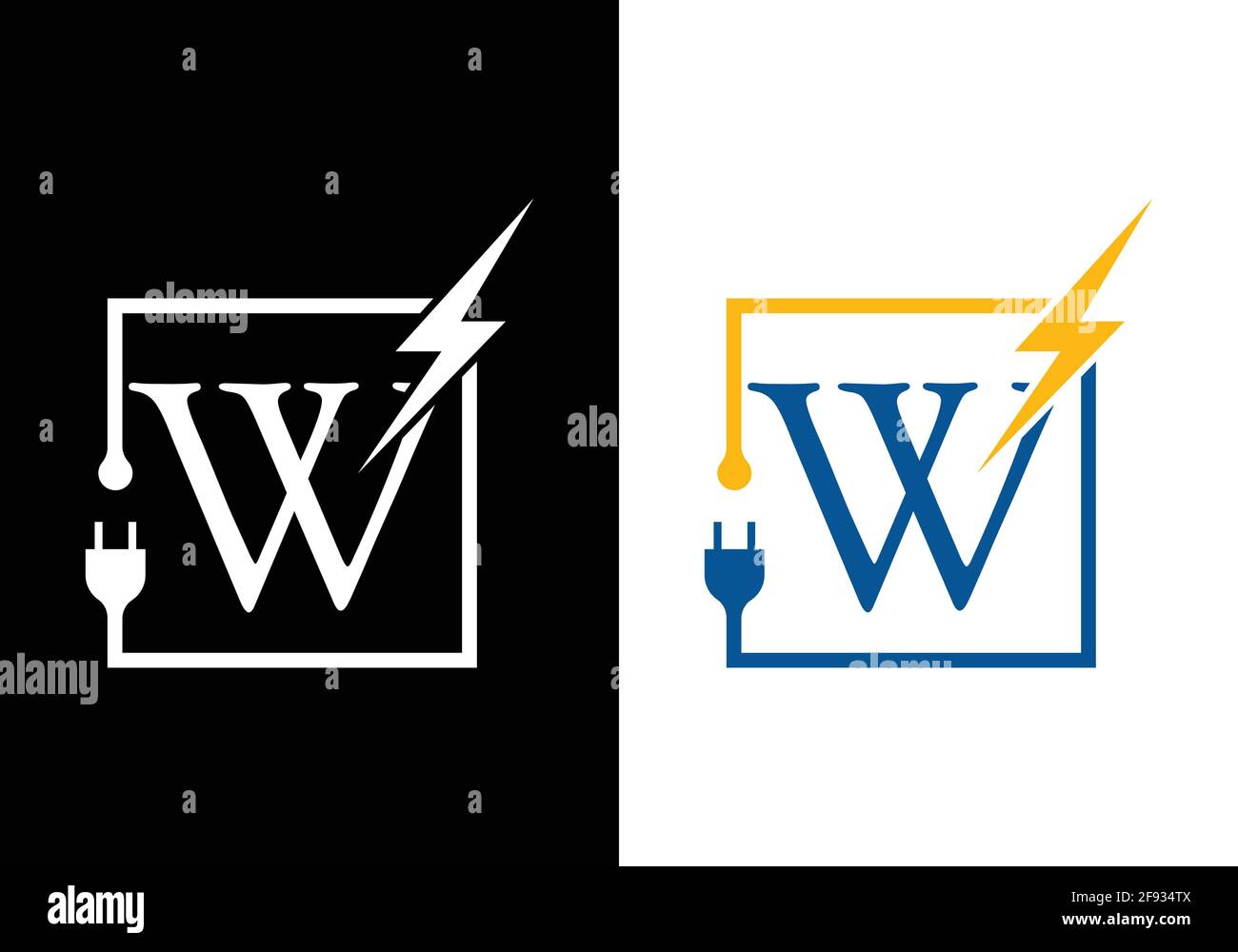 W Electrical Logo template Lighting bolt sign symbol Stock Vector Image ...