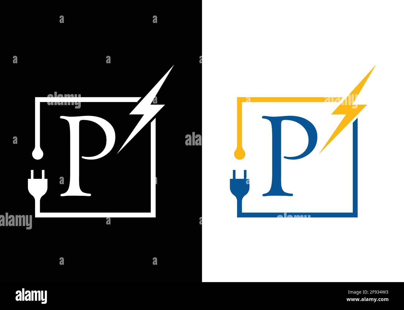 P Electrical Logo template Lighting bolt sign symbol Stock Vector Image ...