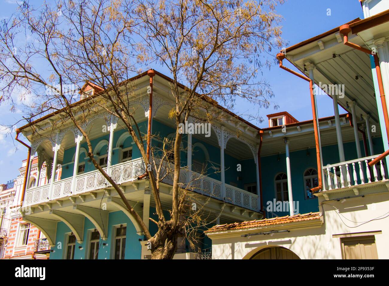 Old famous architecture exterior, Gudiashvili square in old town and ...