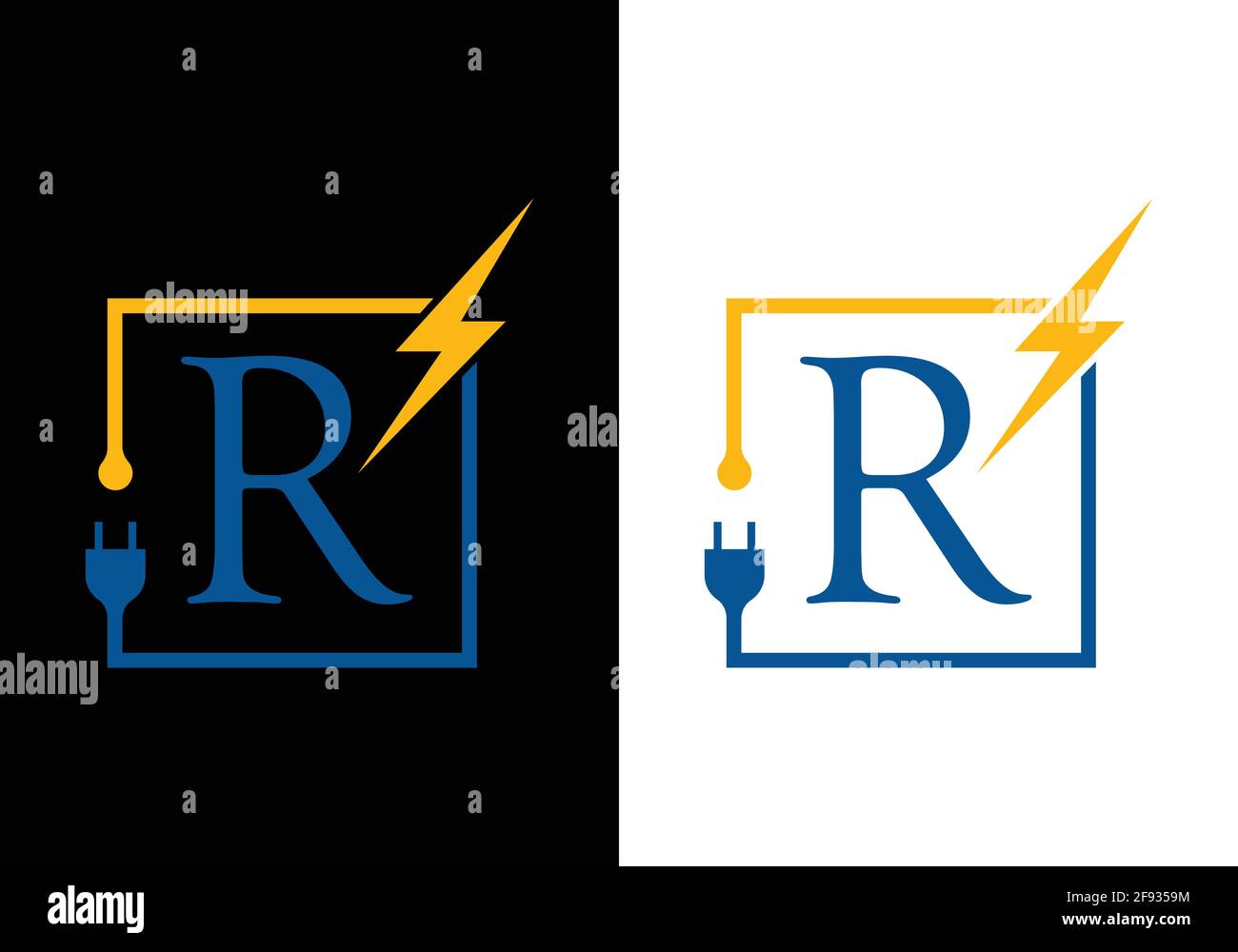 R Electrical Logo template Lighting bolt sign symbol Stock Vector Image ...