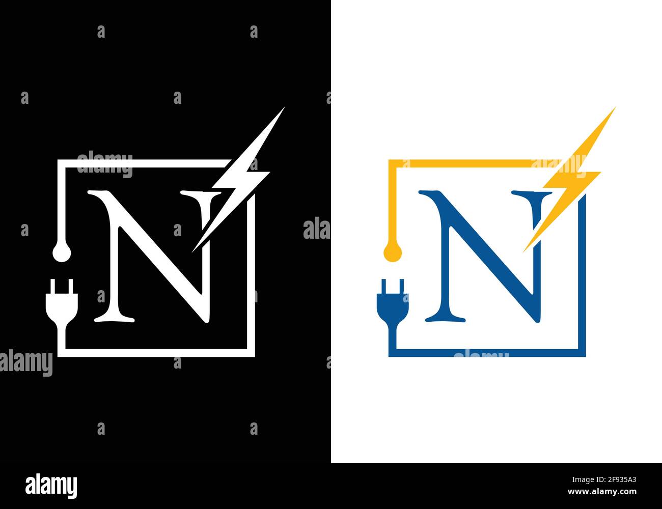 N Electrical Logo template Lighting bolt sign symbol Stock Vector Image ...