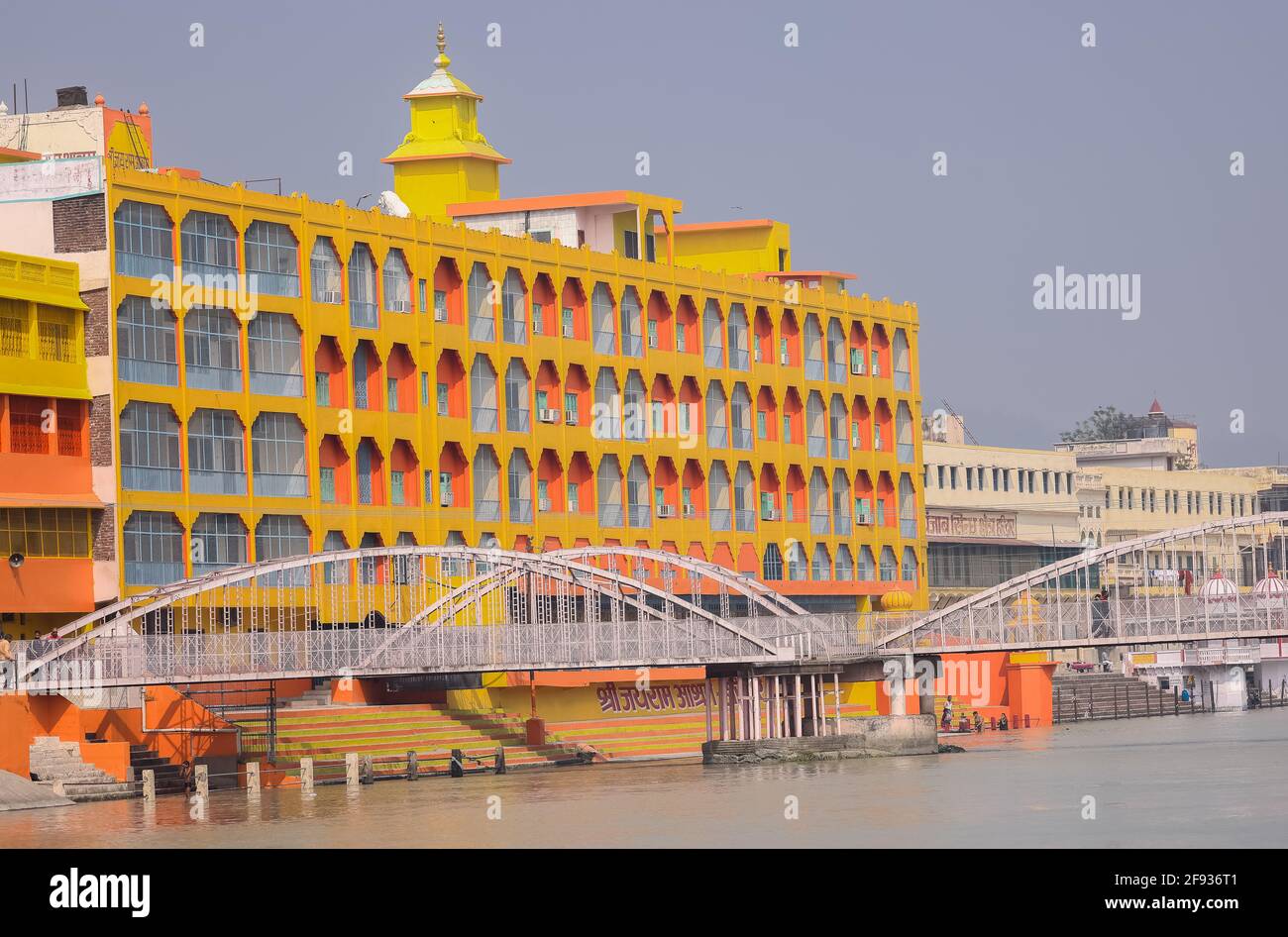 HARIDWAR, UTTARAKHAND, INDIA - FEBRUARY 2021 : Colorful building ...