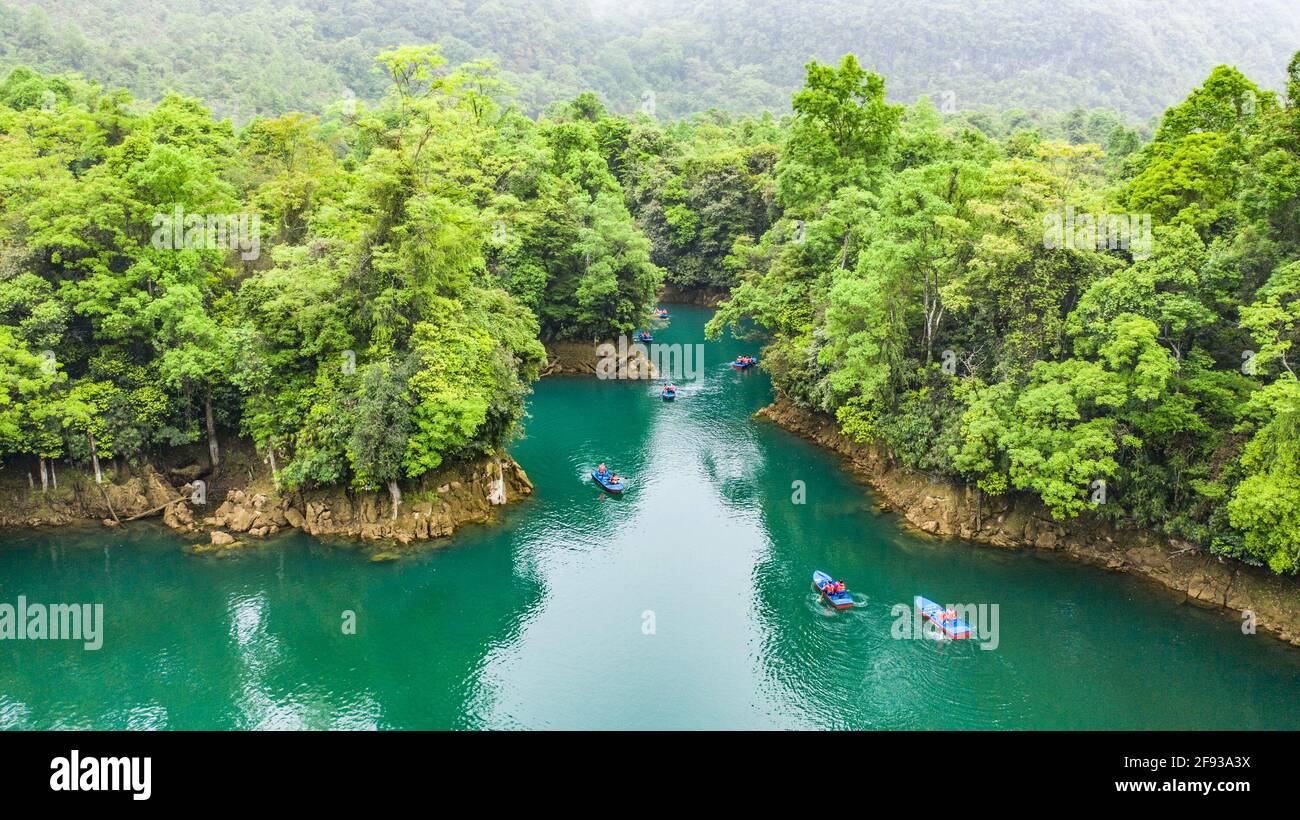 Libo, China's Guizhou Province. 15th Apr, 2021. Aerial photo shows ...