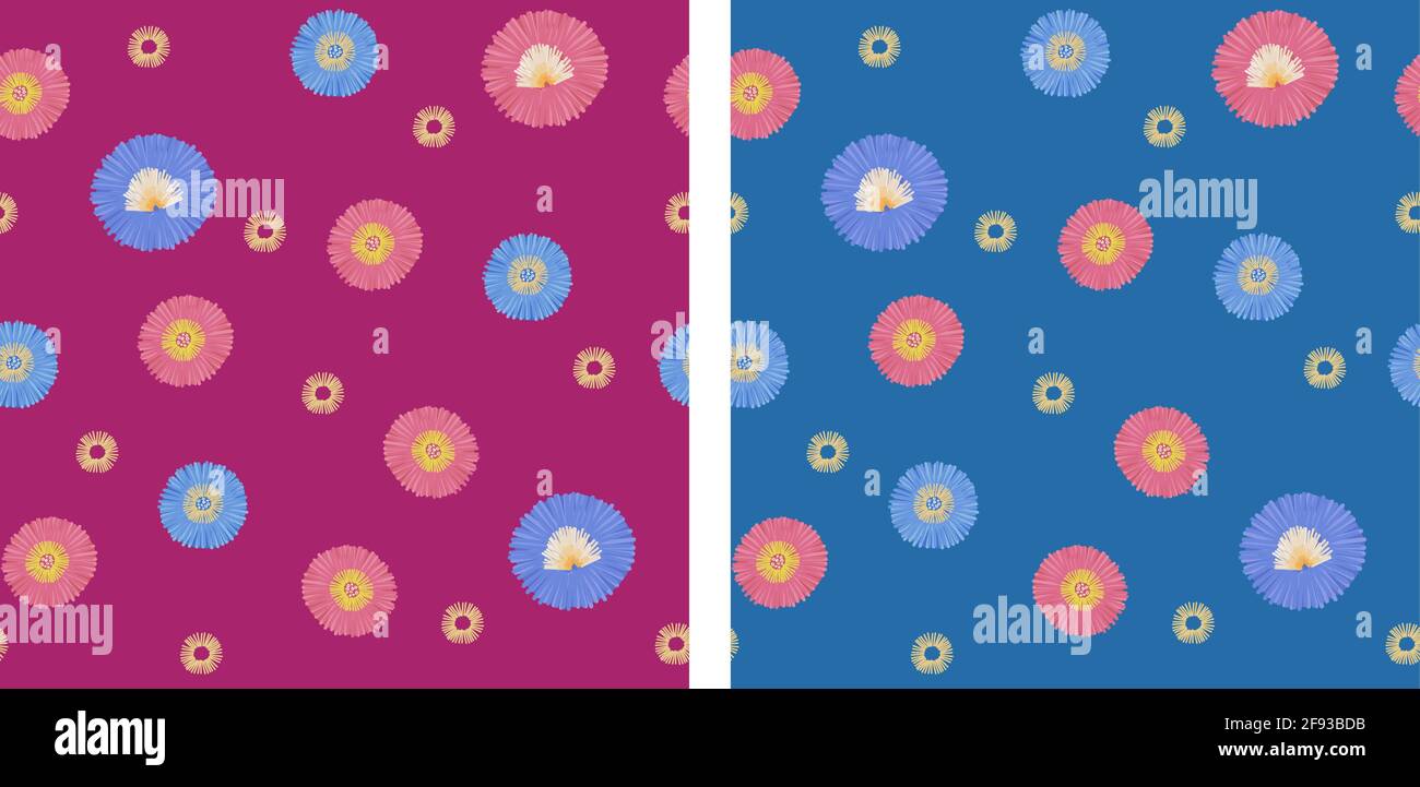 Set of vector pattern with stitched flowers Stock Vector Image & Art ...
