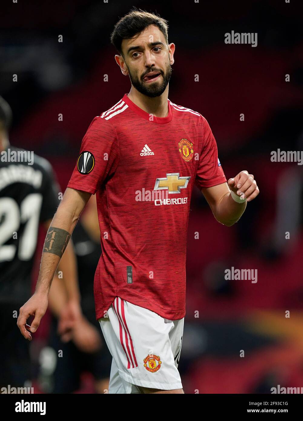 Manchester, England, 15th April 2021. Bruno Fernandes of Manchester ...