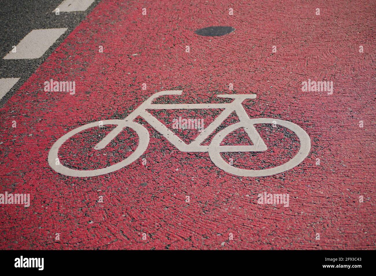 on the street painted bike path in the city Stock Photo - Alamy