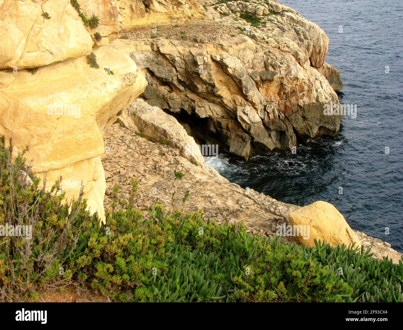 barren rocky landscape on Malta near Blue Grotto Stock Photo - Alamy