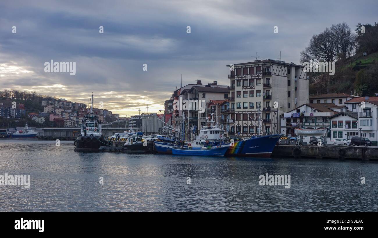 San Sebastian, Spain - March 1, 2021: The scenic Basque fishing village ...