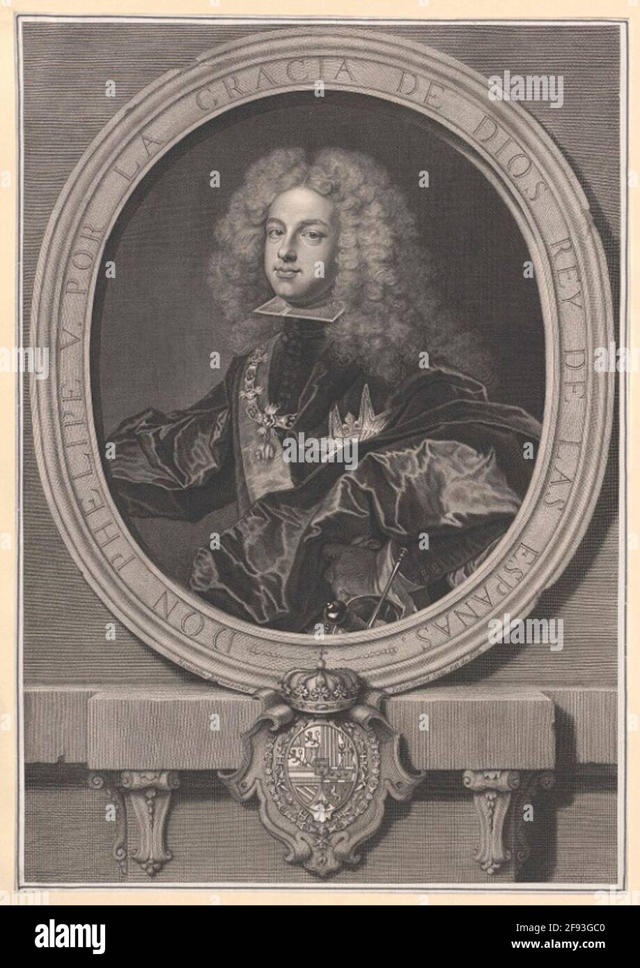 Philipp V., King of Spain Painter: Rigaud, Hyacinthecher: Drevet ...