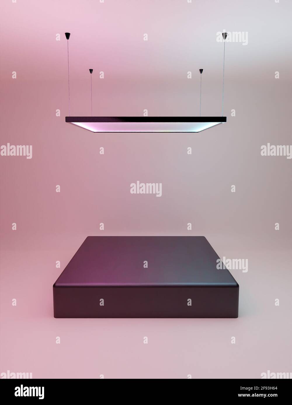 product display stand with square neon lamp Stock Photo - Alamy