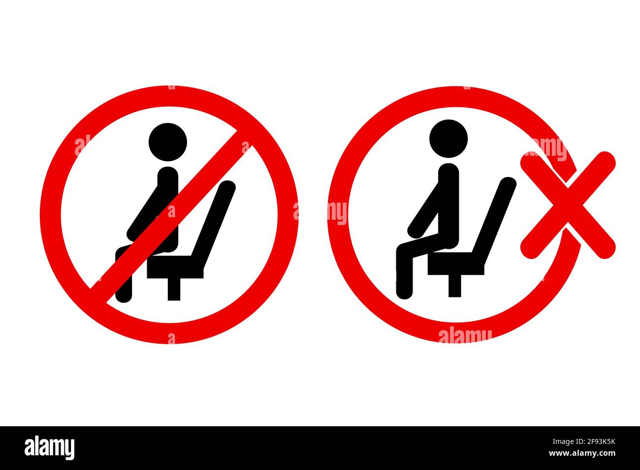 Simple vector Prohibition Sign, Do Not Sit here, Isolated on White ...