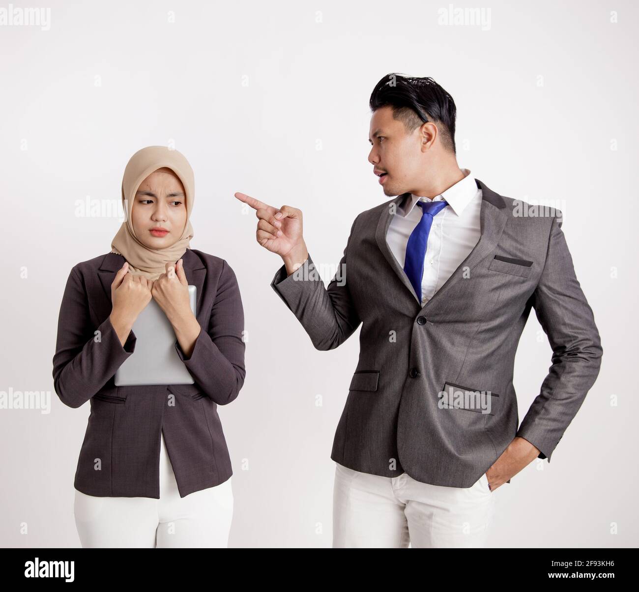 male manager was angry with the female staff for making a mistake ...