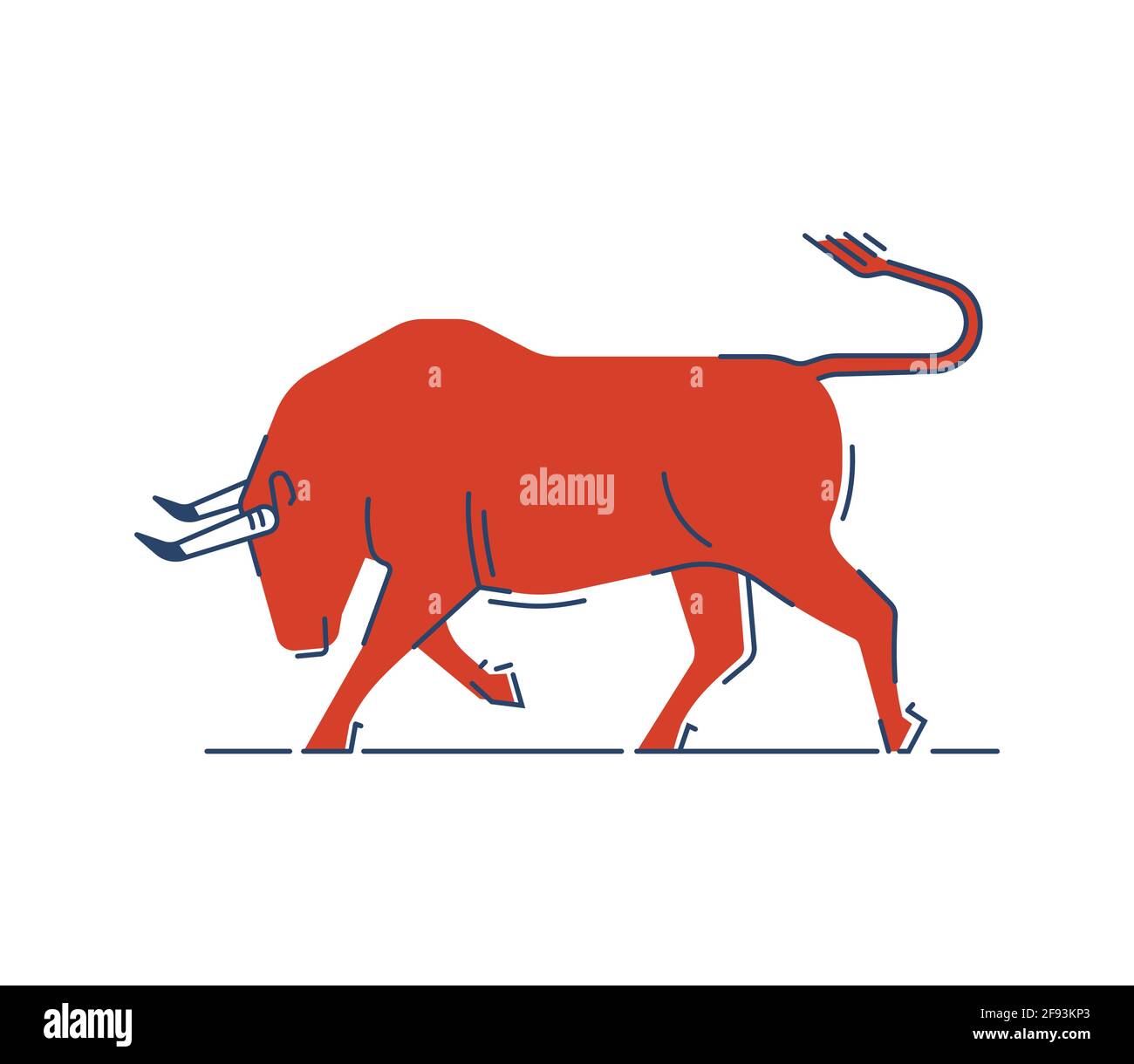 Stylized silhouette of the butting up bull. Vector illustration Stock ...