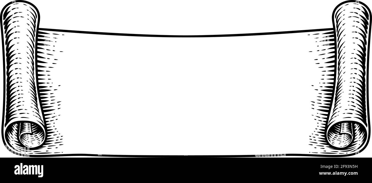 Scroll Vintage Flag Paper Banner Ribbon Woodcut Stock Vector Image ...