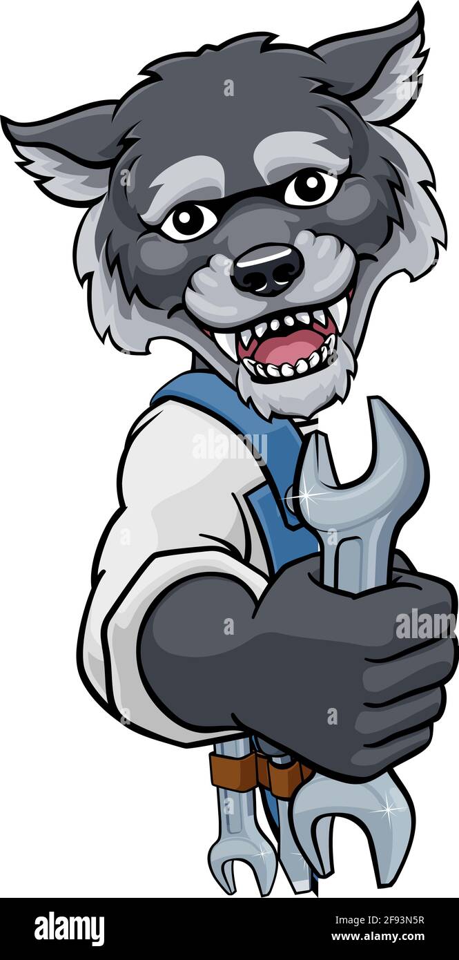 Wolf Plumber Or Mechanic Holding Spanner Stock Vector Image & Art - Alamy
