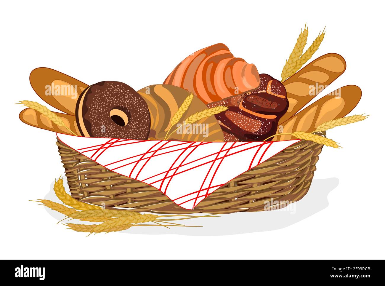 Bakery basket. Fresh, sweet bread in the basket. vector Stock Vector ...