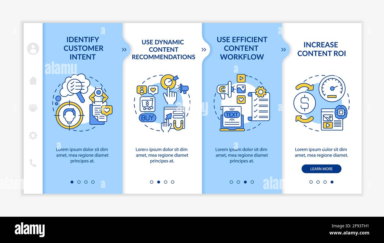 Smart content creation tips onboarding vector template Stock Vector ...