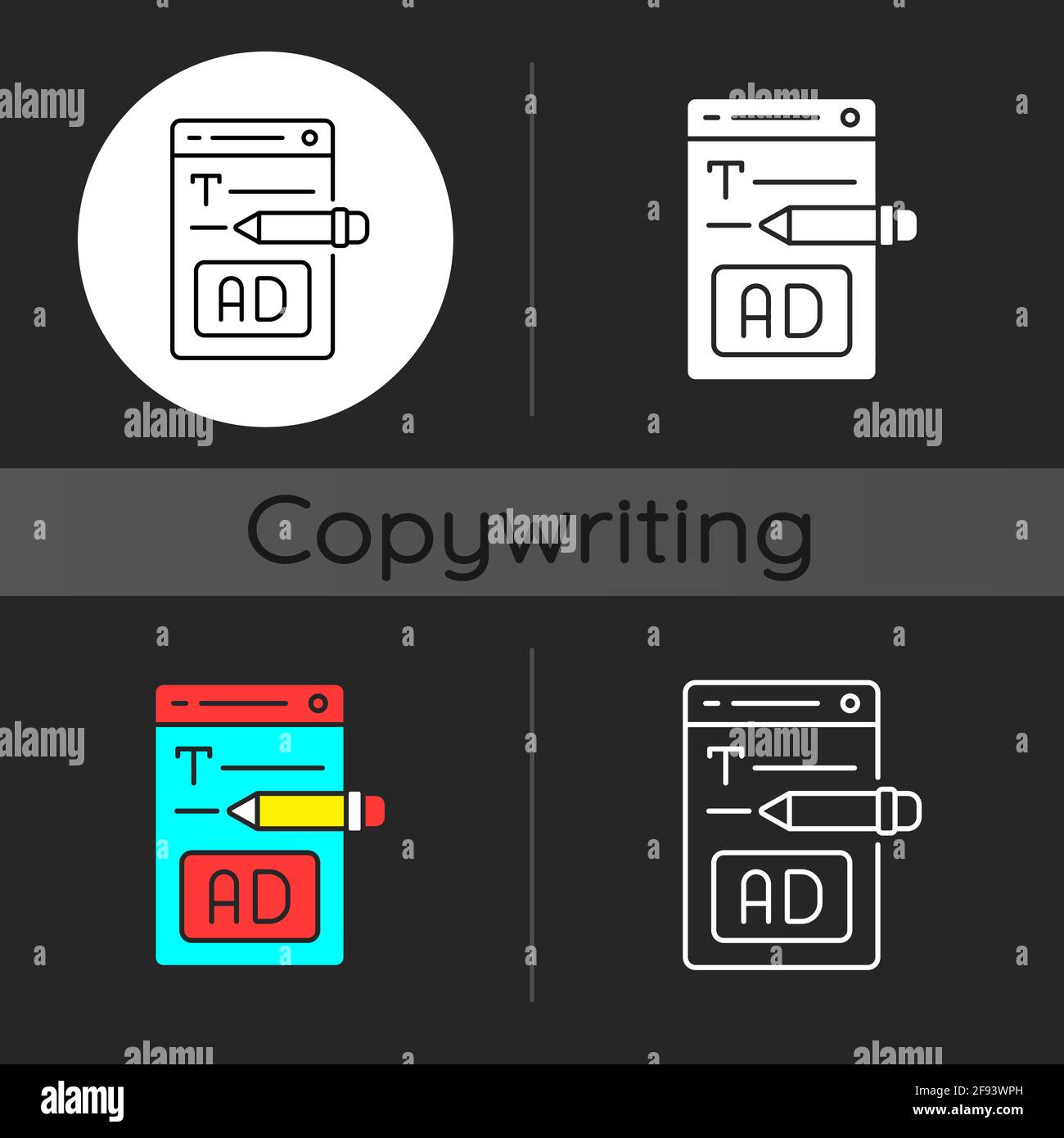 Writing text ads dark theme icon Stock Vector Image & Art - Alamy