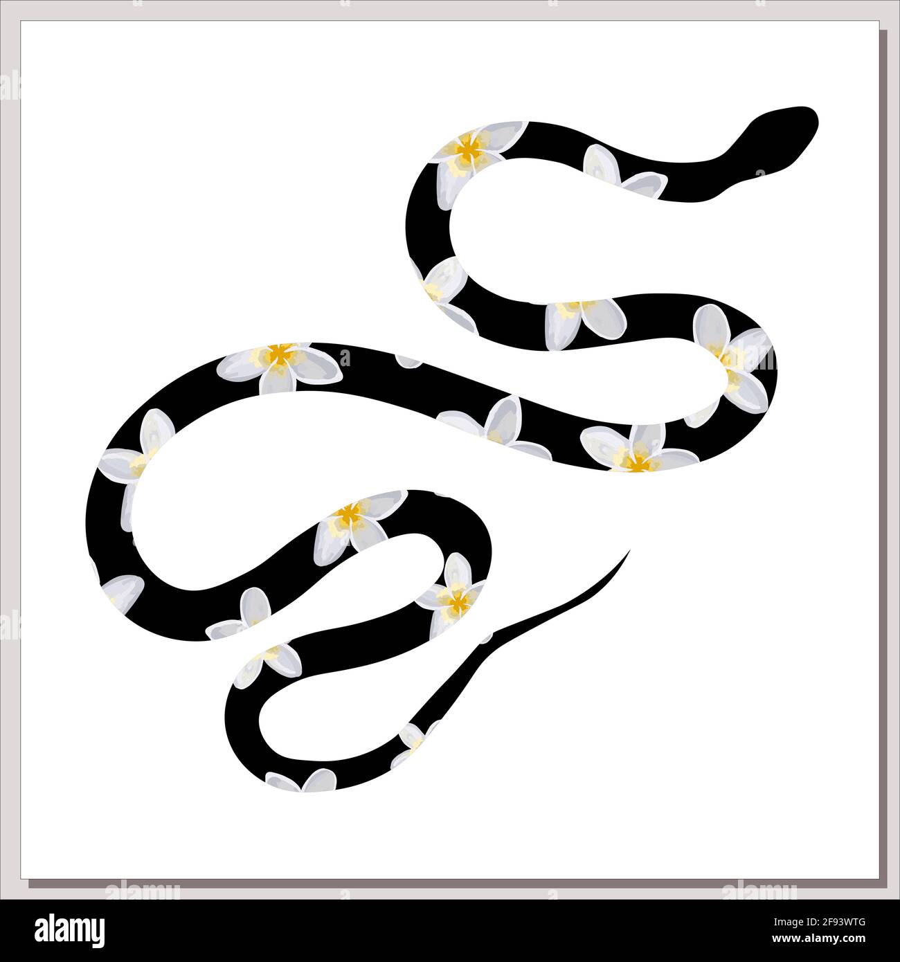 The snake is beautiful with flowers. Exotic snake print for t-shirt ...