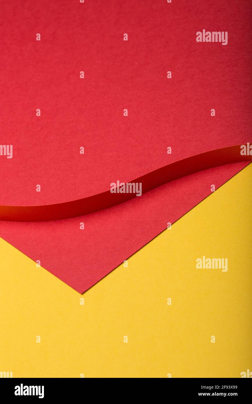 Abstract minimal paper background. Red cut out paper stripes on red and ...