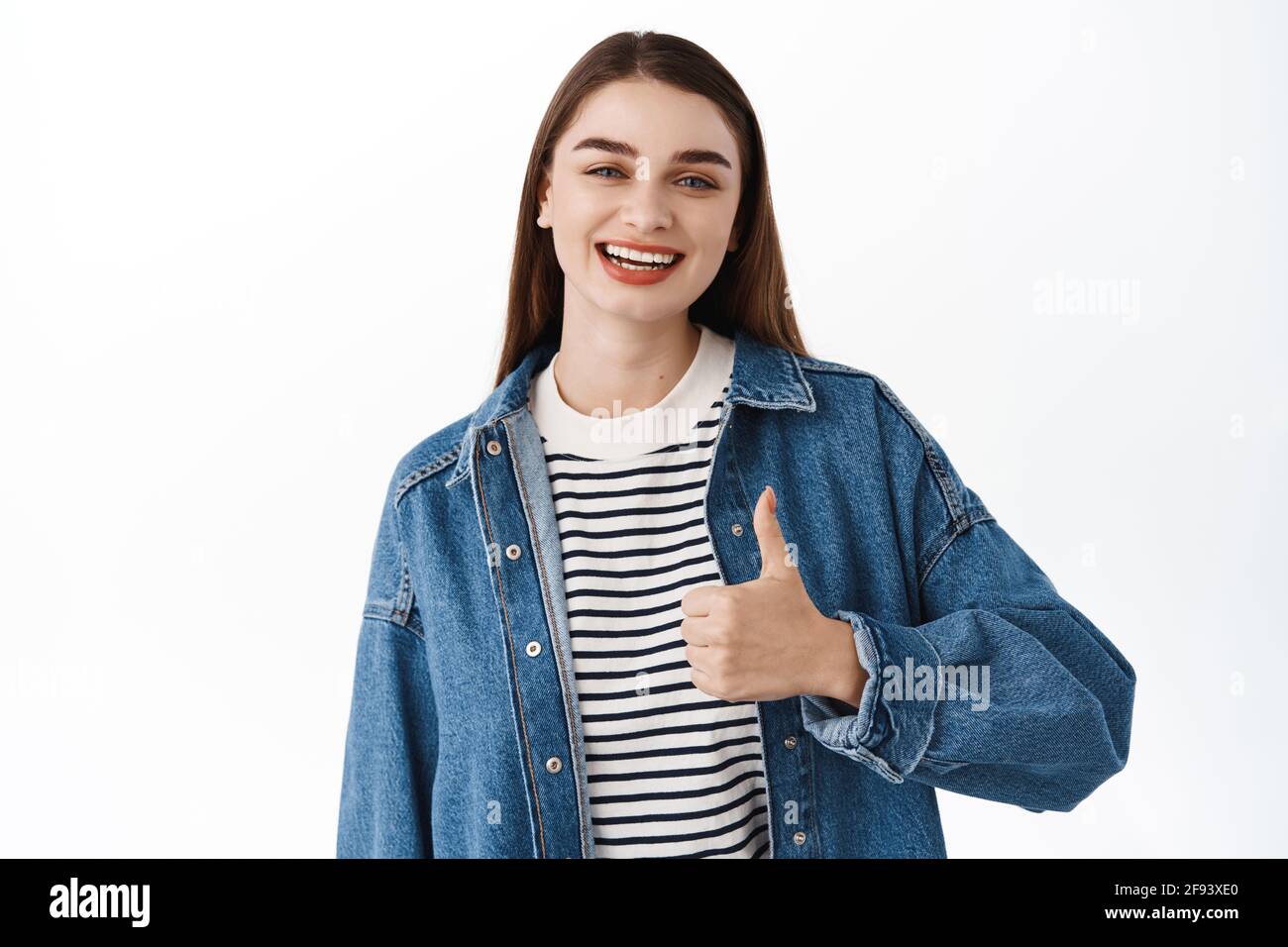 Very good, nice work. Girl praise great choice, smiles and shows thumbs ...