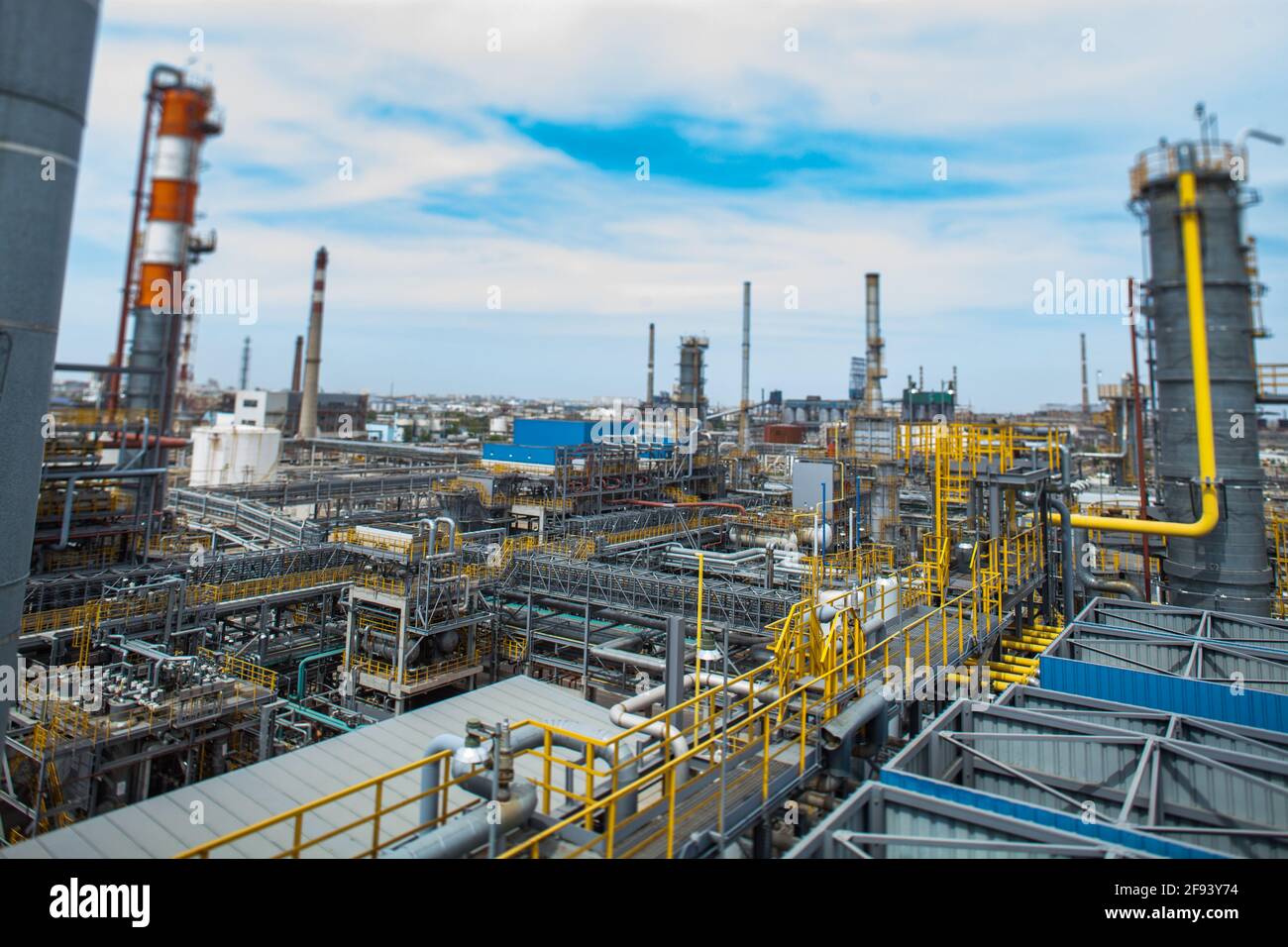 Oil refinery plant in desert. Panorama view. Tilt-shift photo ...
