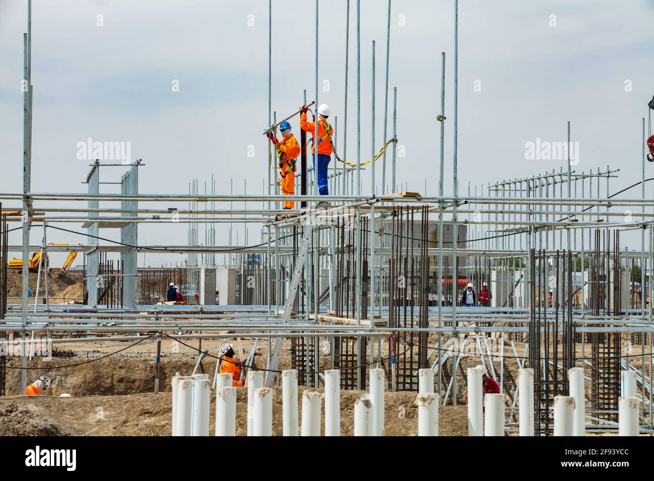 Atyrau/Kazakhstan - May 21 2012: Development of reinforcement concrete ...